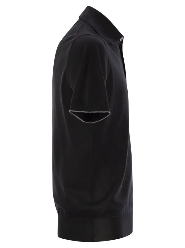 Brunello Cucinelli Lightweight Cotton Knit Polo Shirt - Black