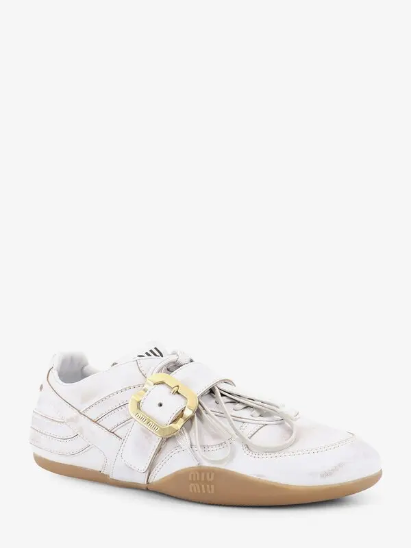 Miu Miu Leather Sneakers With Metal Buckle Detail - Multicolor