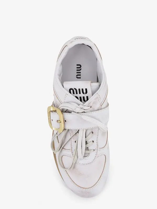 Miu Miu Leather Sneakers With Metal Buckle Detail - Multicolor