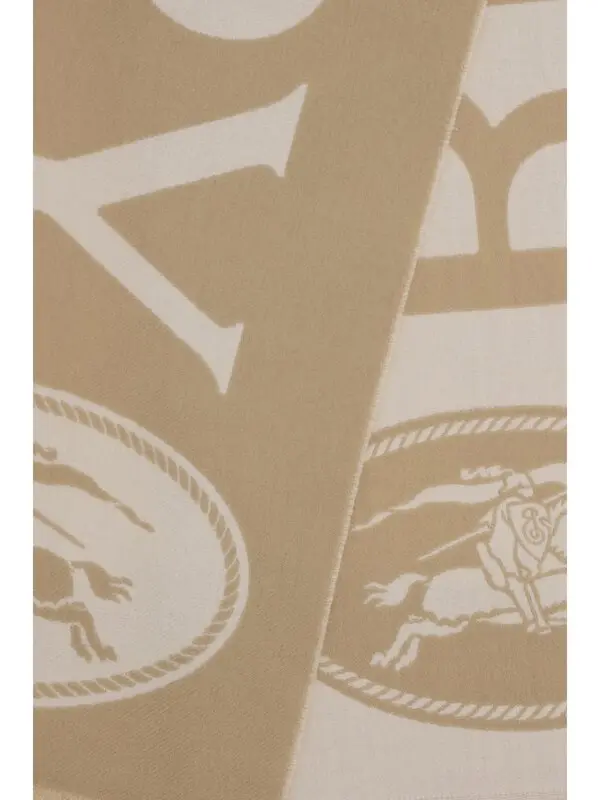 Burberry Logo Wool Scarf - Cream
