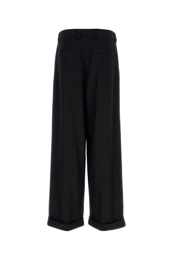 Dolce & Gabbana Wool Wide-leg Trousers - Black