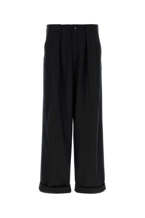 Dolce & Gabbana Wool Wide-leg Trousers - Black