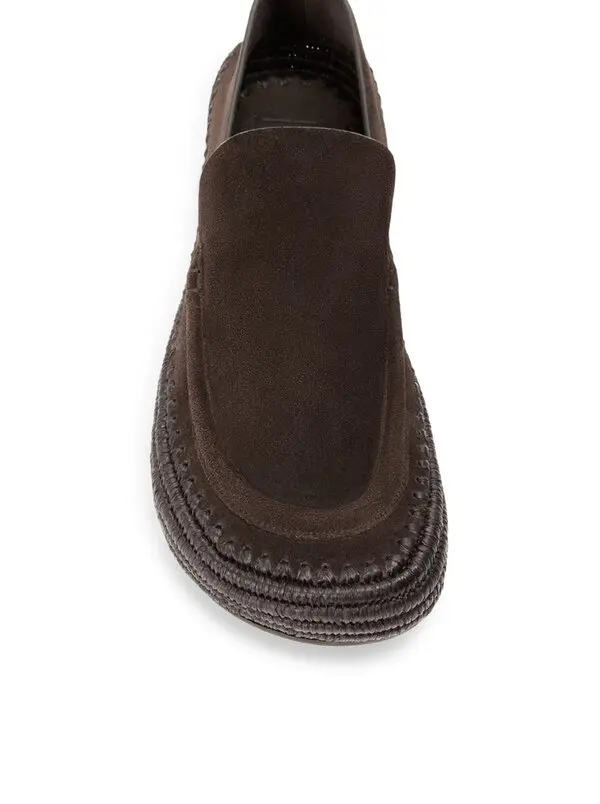 Loewe X Paula's Ibiza Rio Suede And Raffia Loafers - Brown