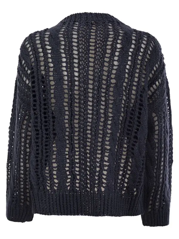 Brunello Cucinelli Cable & Mesh Jute And Cotton Jersey Sweater