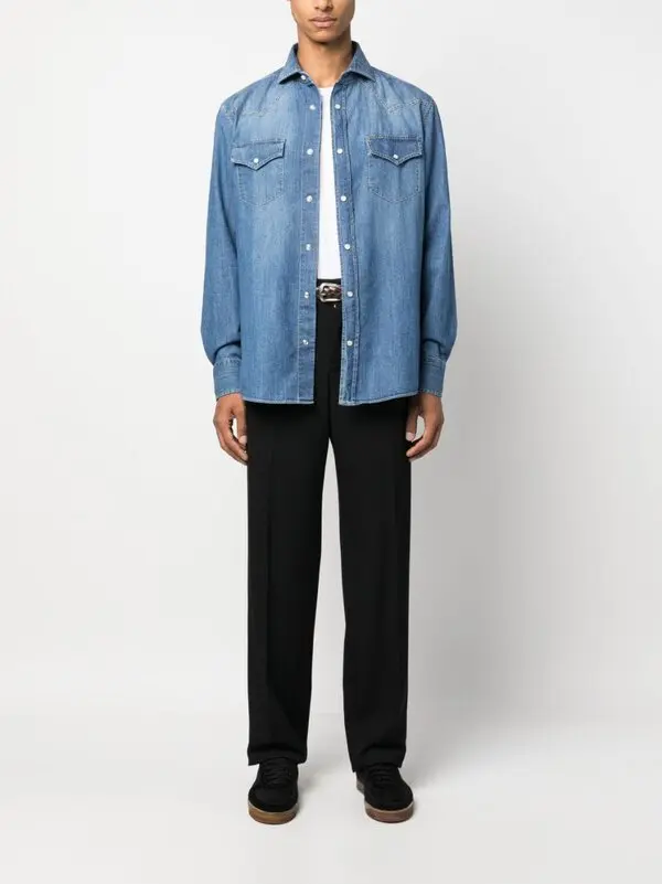 Brunello Cucinelli Denim Cotton Shirt