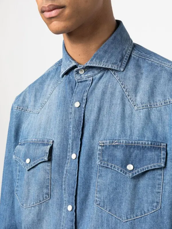 Brunello Cucinelli Denim Cotton Shirt
