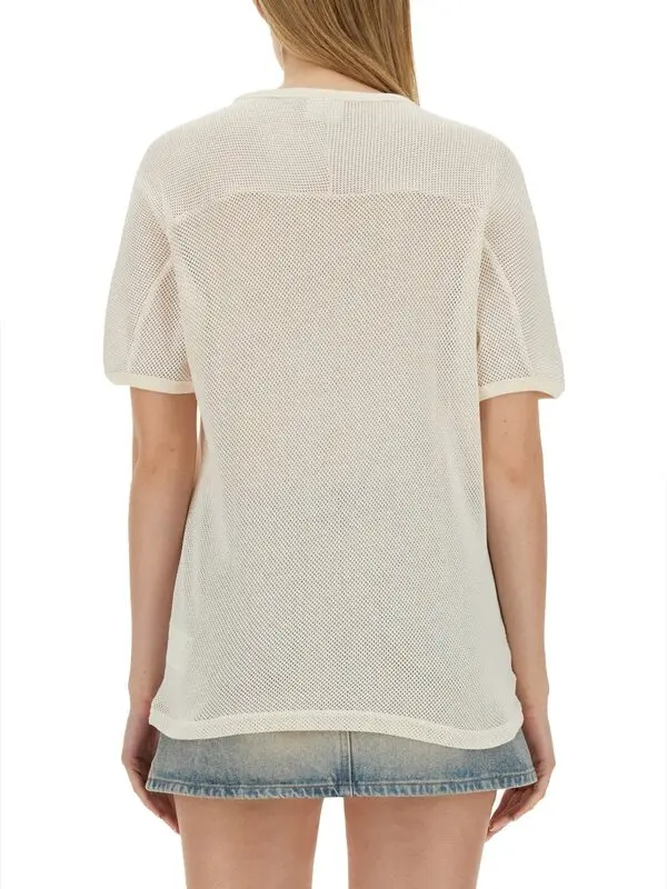 COURREGES T-shirt With Logo Detail - Cream