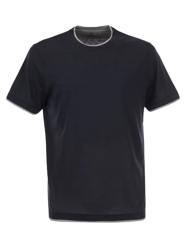 Brunello Cucinelli Silk And Cotton T-shirt - Blue