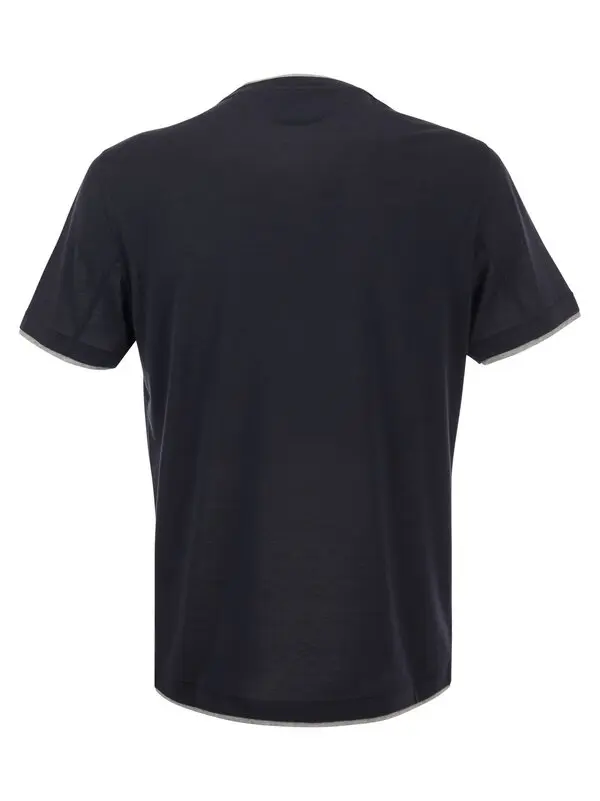 Brunello Cucinelli Silk And Cotton T-shirt - Blue
