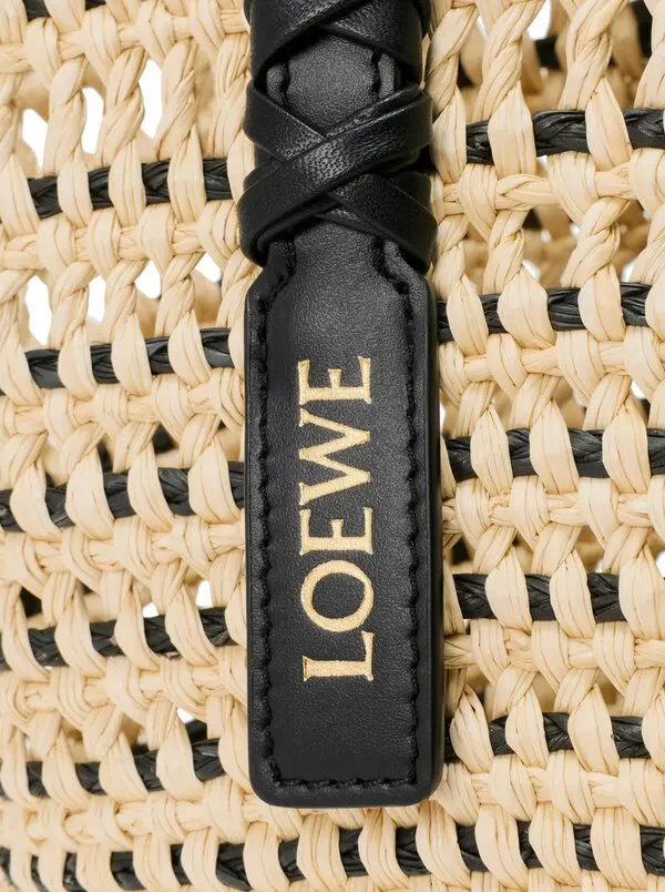 Loewe Medium Braid Basket Bag In Iraca Palm And Calfskin - Multicolor