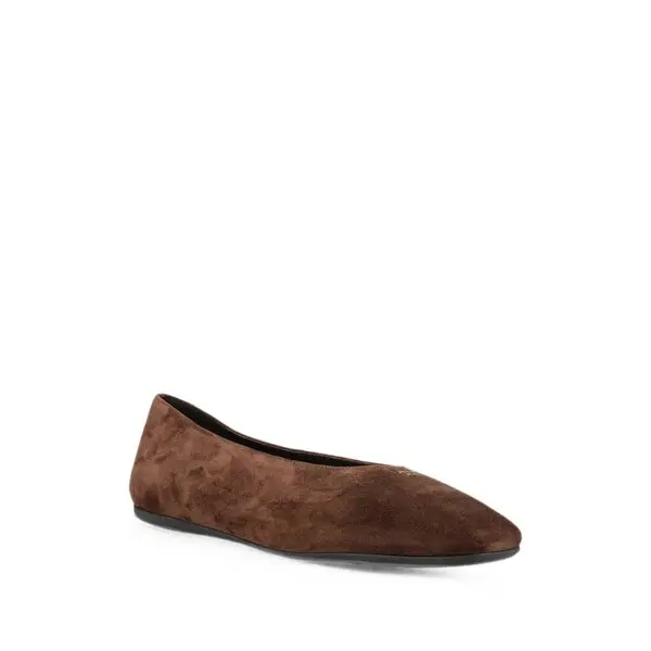 Prada Crochet Ballet Flats With Buckle Detail - Brown