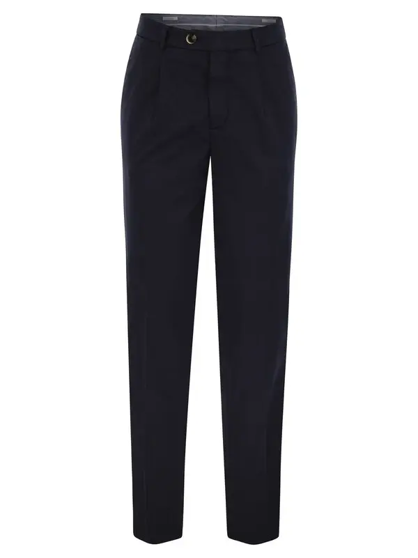 Brunello Cucinelli Garment-dyed Leisure Fit Trousers - Blue