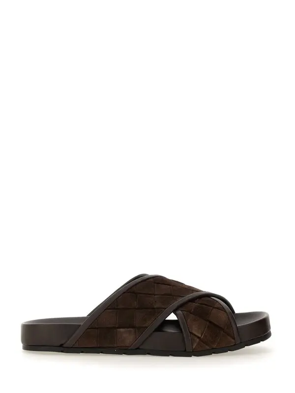 Bottega Veneta Leather Slides - Brown