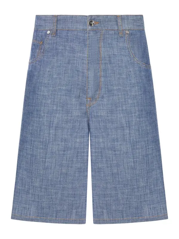 Fendi Light Chambray Bermuda Shorts - Blue