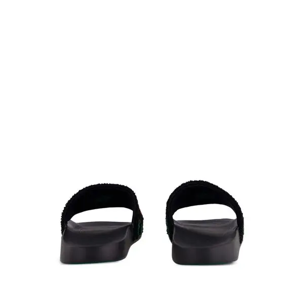 Casablanca Floral Embroidered Slip-on Sandals - Black