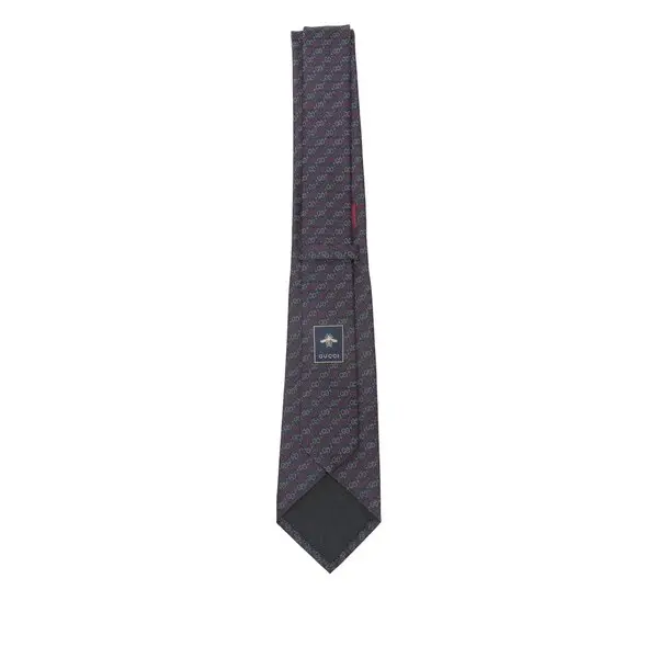 Gucci Silk Logo Pattern Neck Tie - Blue