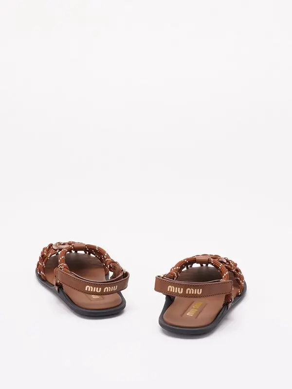Miu Miu Flat Cord And Leather Sandals