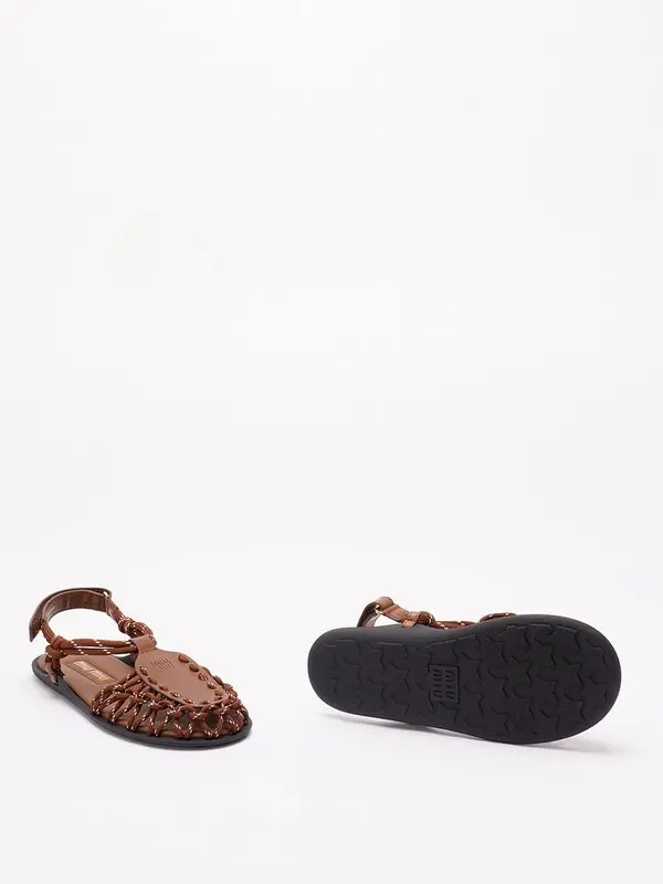 Miu Miu Flat Cord And Leather Sandals