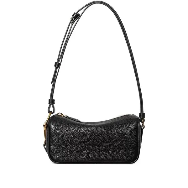 Gucci Grained Leather Mini Bag With Half Horsebit Detail - Black