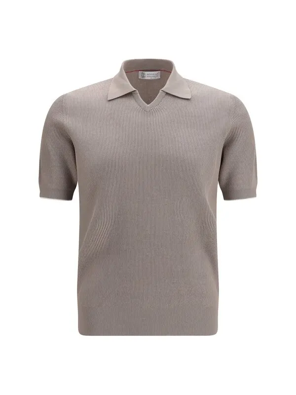 Brunello Cucinelli Cotton Ribbed Polo - Gray