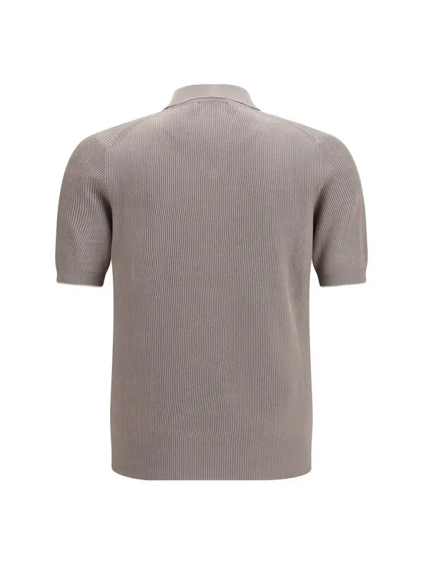 Brunello Cucinelli Cotton Ribbed Polo - Gray