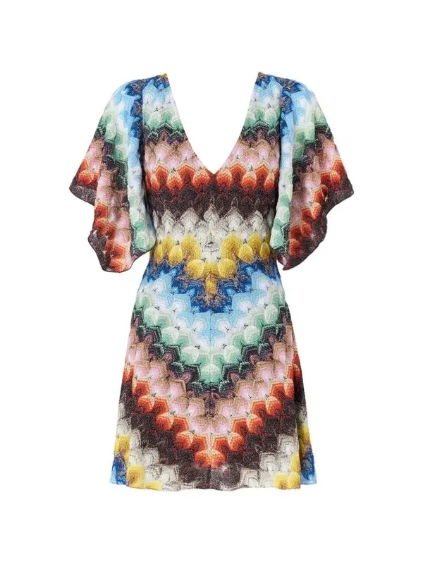Missoni Printed V-neck Short Dress - Multicolor