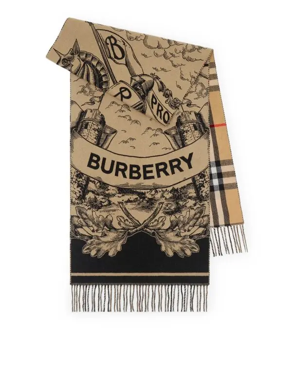 Burberry Reversible Cashmere Scarf With Ekd - Multicolor