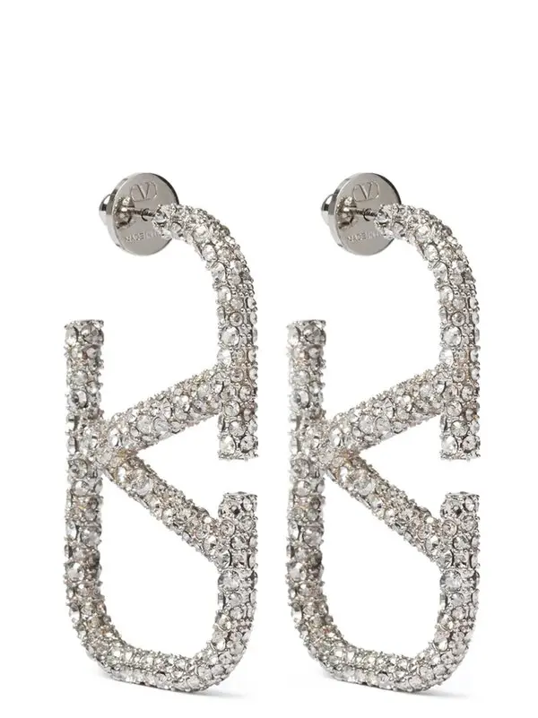 Valentino Garavani Vlogo Signature Crystal Earrings - Silver