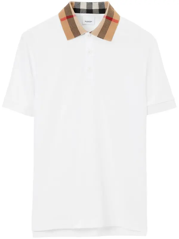 Burberry Check-collar Cotton Polo Shirt - Multicolor