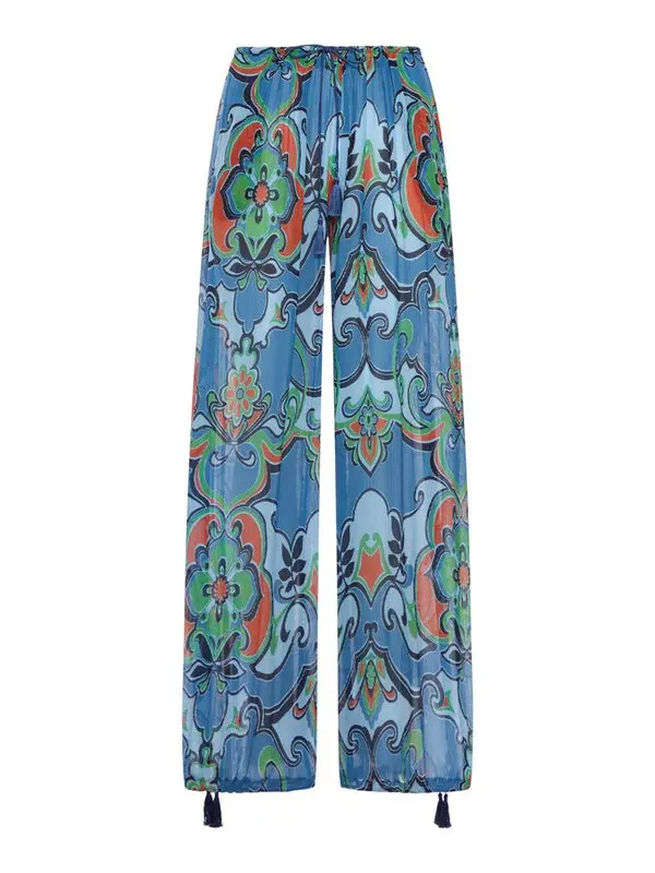 Etro Printed Silk Blend Trousers - Multicolor