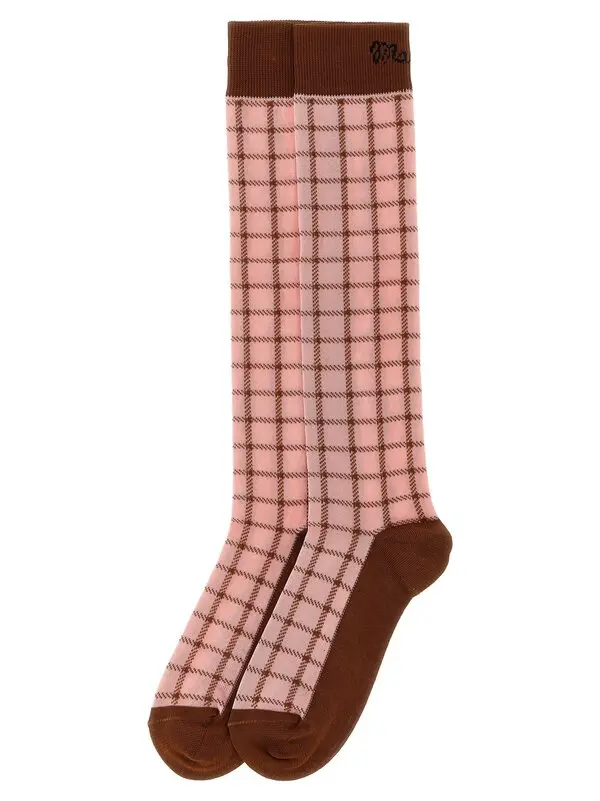 Marni Knee High Check Socks