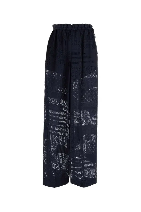 Fendi Navy Viscose Blend Lace Pants