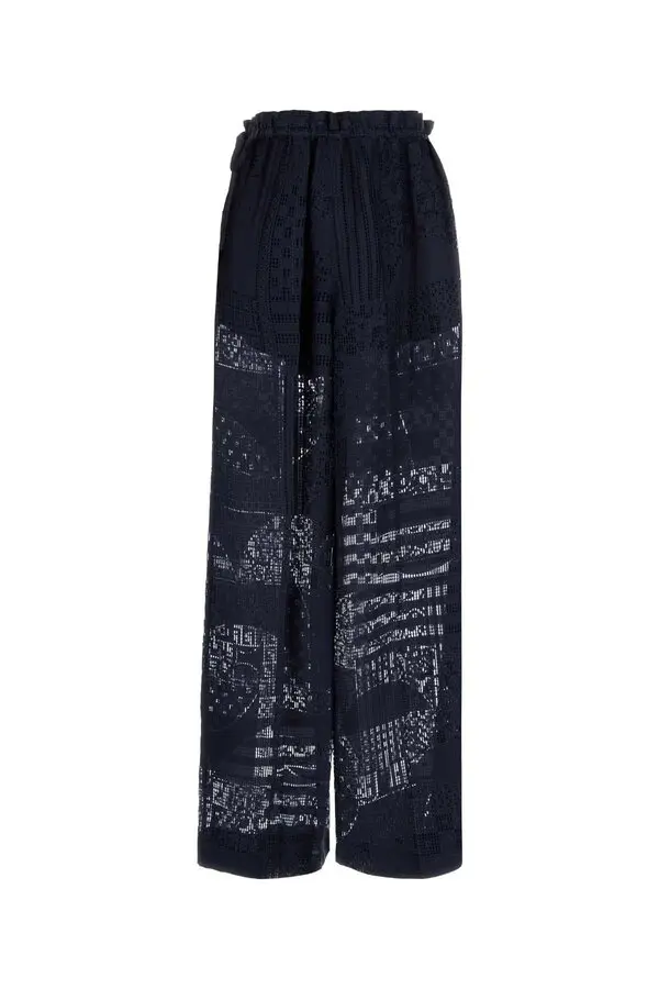 Fendi Navy Viscose Blend Lace Pants