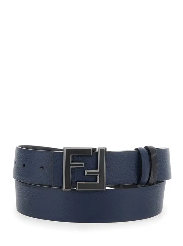 Fendi Reversible Leather Belt With Ff Buckle - Multicolor