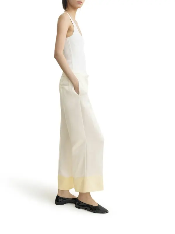 TOTEME Wide-leg Satin Drawstring Trousers - White