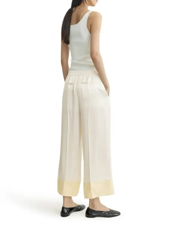 TOTEME Wide-leg Satin Drawstring Trousers - White
