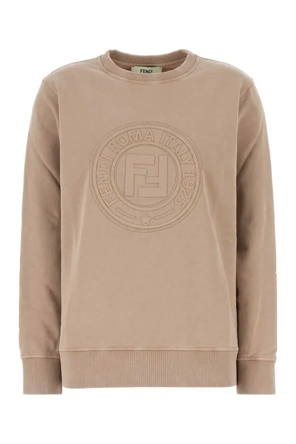 Fendi Oversized Cotton Sweatshirt With Monogram Detail - Brown