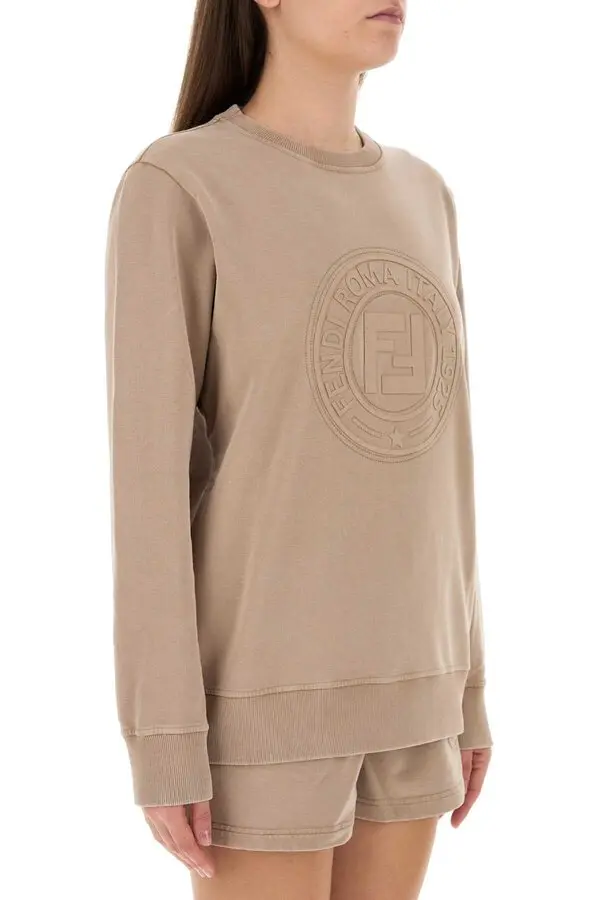 Fendi Oversized Cotton Sweatshirt With Monogram Detail - Brown