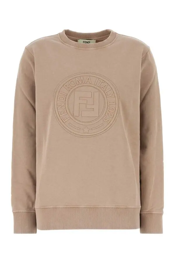 Fendi Oversized Cotton Sweatshirt With Monogram Detail - Brown