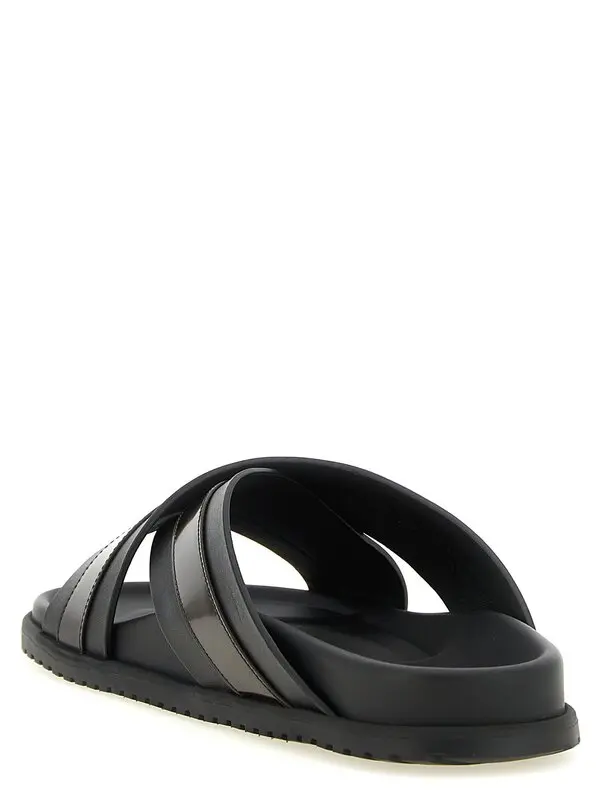 Dolce & Gabbana Calf Leather Slide Sandals - Black