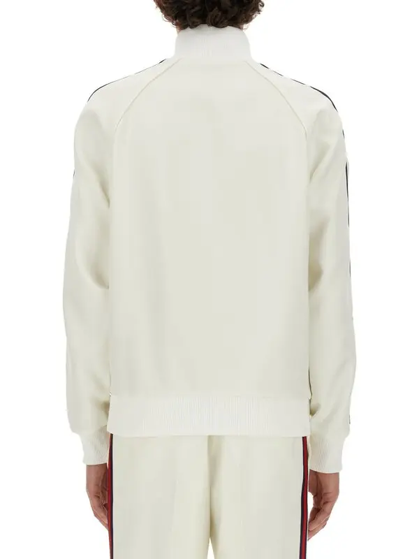 Gucci Zip-up Track Jacket With Striped Sleeves - White