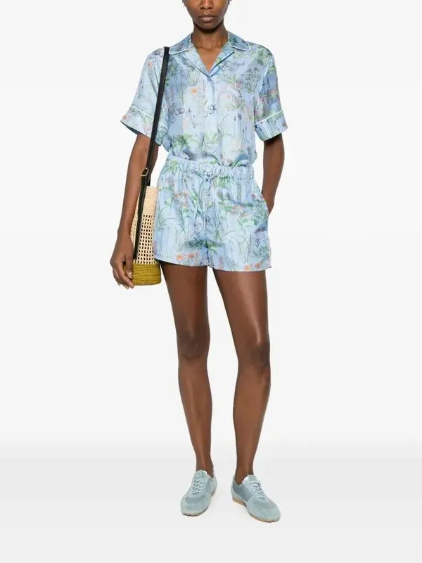Gucci Silk Twill Dragonfly Print Shorts - Multicolor