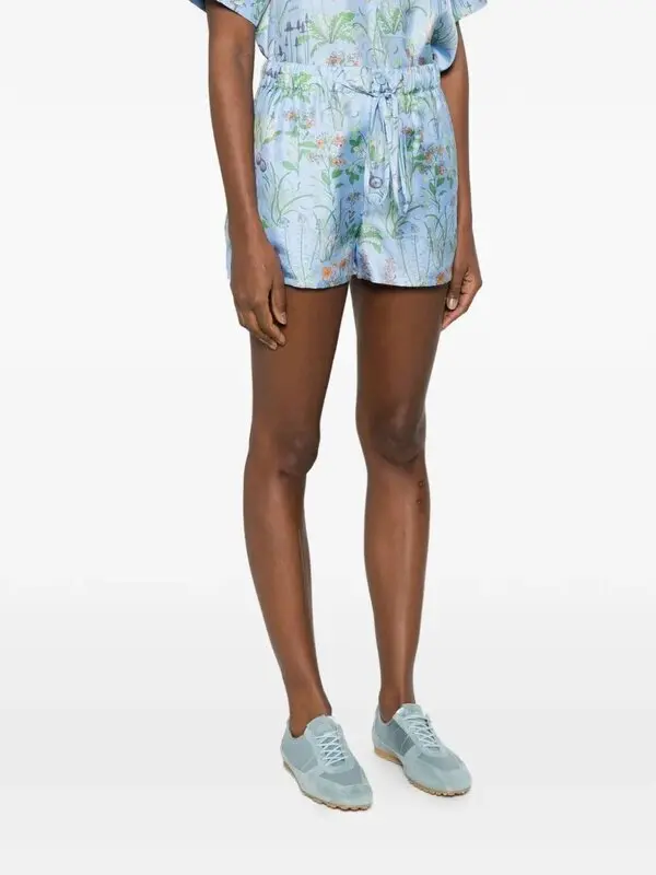 Gucci Silk Twill Dragonfly Print Shorts - Multicolor