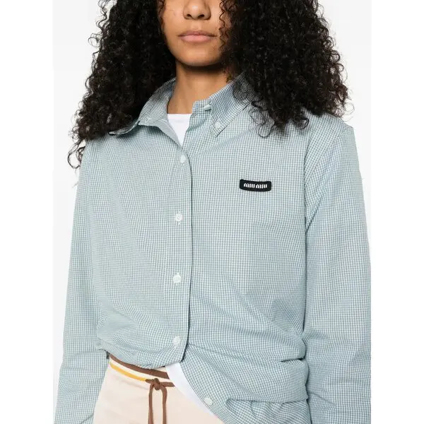 Miu Miu Checkered Cotton Button-down Shirt