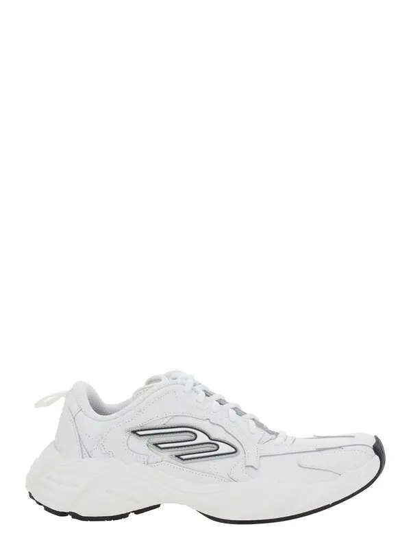 Balenciaga White Leather Low Top Sneakers With Logo Detail - Multicolor