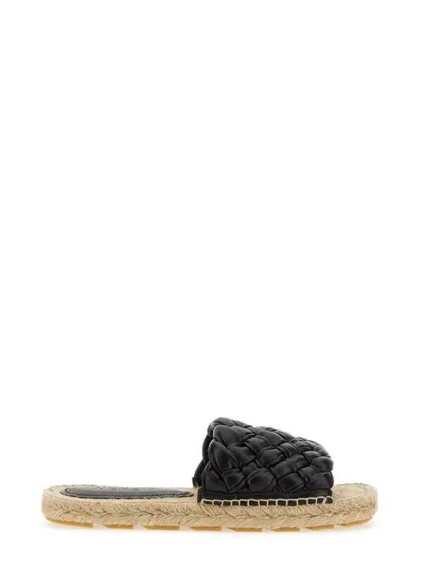 Bottega Veneta Woven Leather Espadrille Sandals - Black