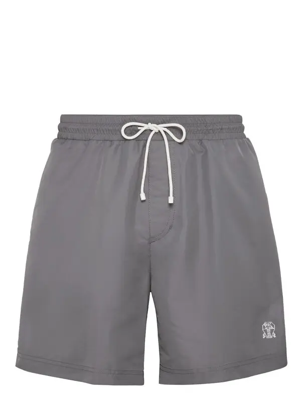 Brunello Cucinelli Embroidered Logo Swim Shorts - Multicolor