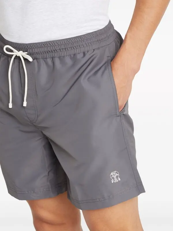 Brunello Cucinelli Embroidered Logo Swim Shorts - Multicolor