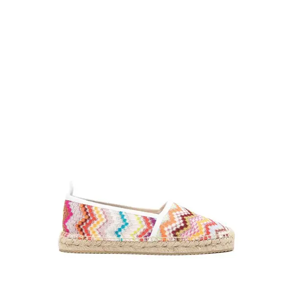 Missoni Multicolor Chevron Pattern Espadrille Slip-on Flats - White