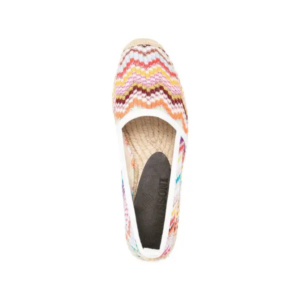 Missoni Multicolor Chevron Pattern Espadrille Slip-on Flats - White